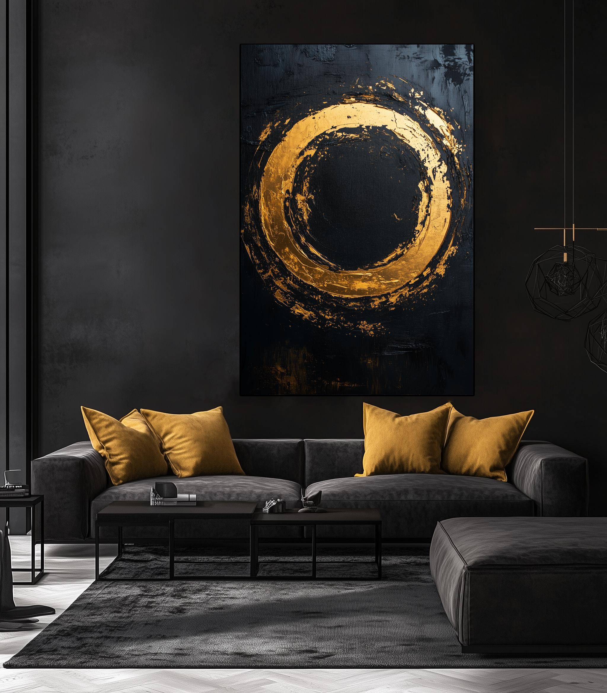Zen Circle Wall Art Digital Print Gold and Black Japanese Enso ...
