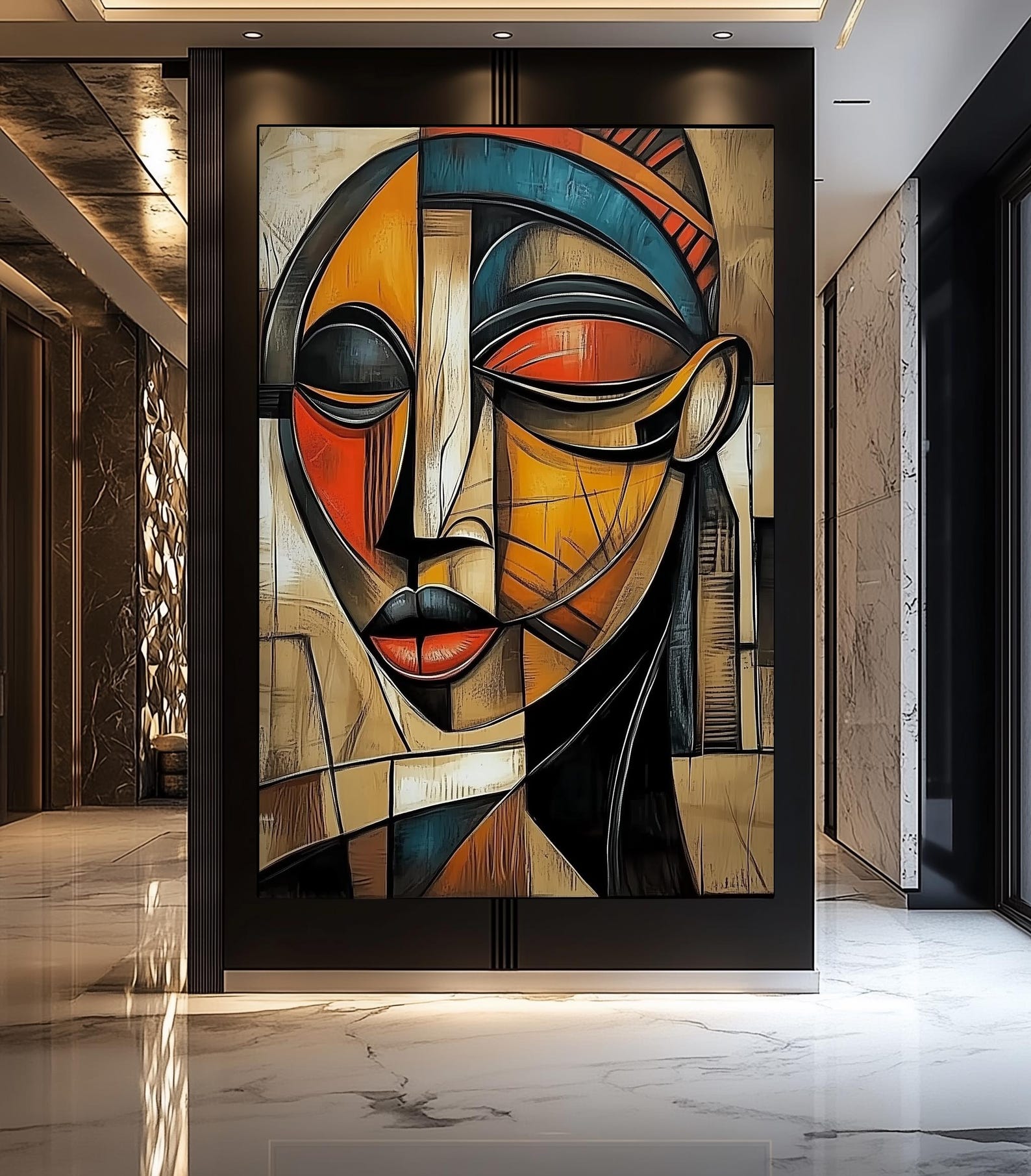 African Abstract Art Framed Canvas – Ethnic Wall Decor, Abstract ...