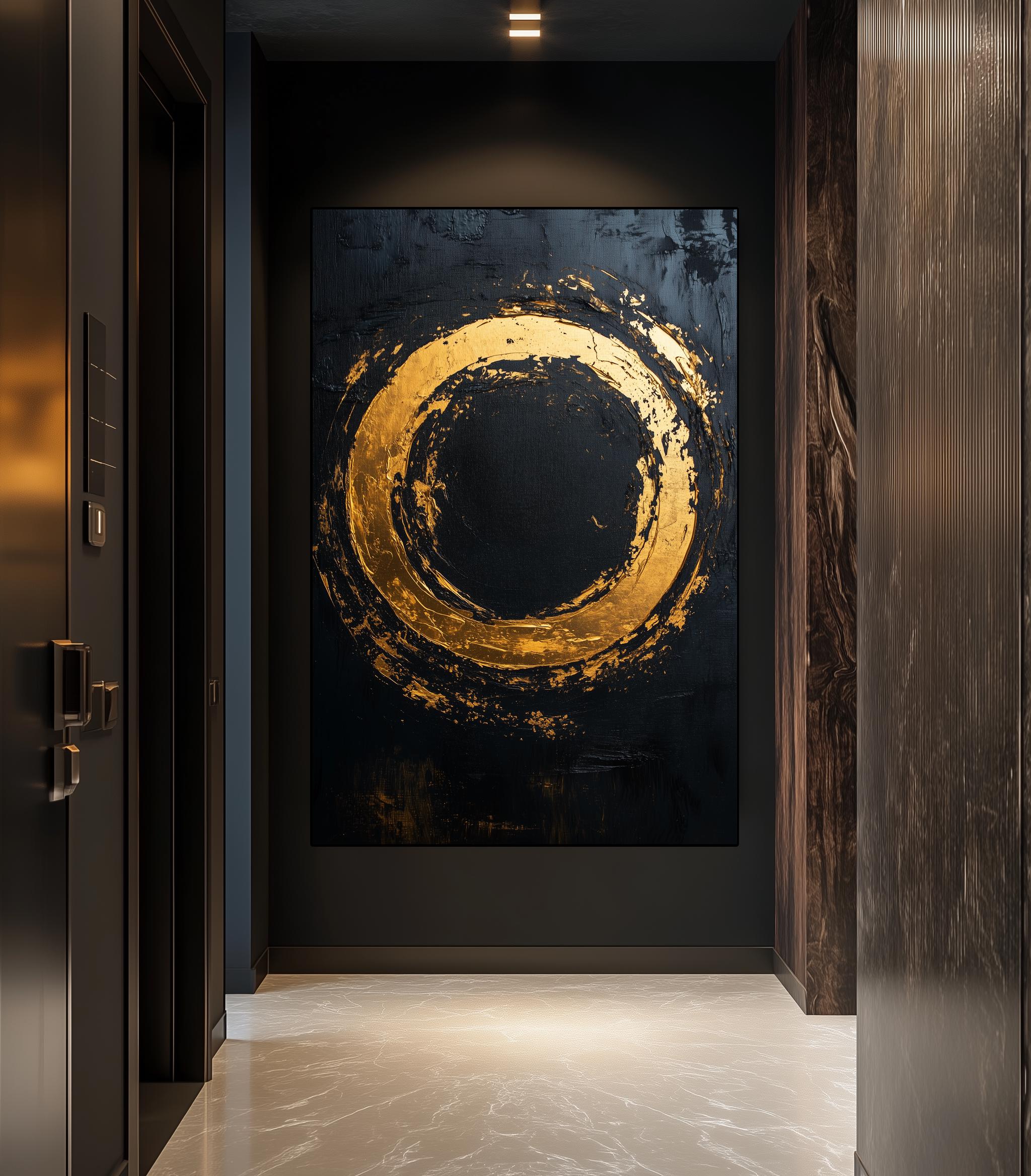Zen Circle Wall Art Digital Print Gold and Black Japanese Enso ...