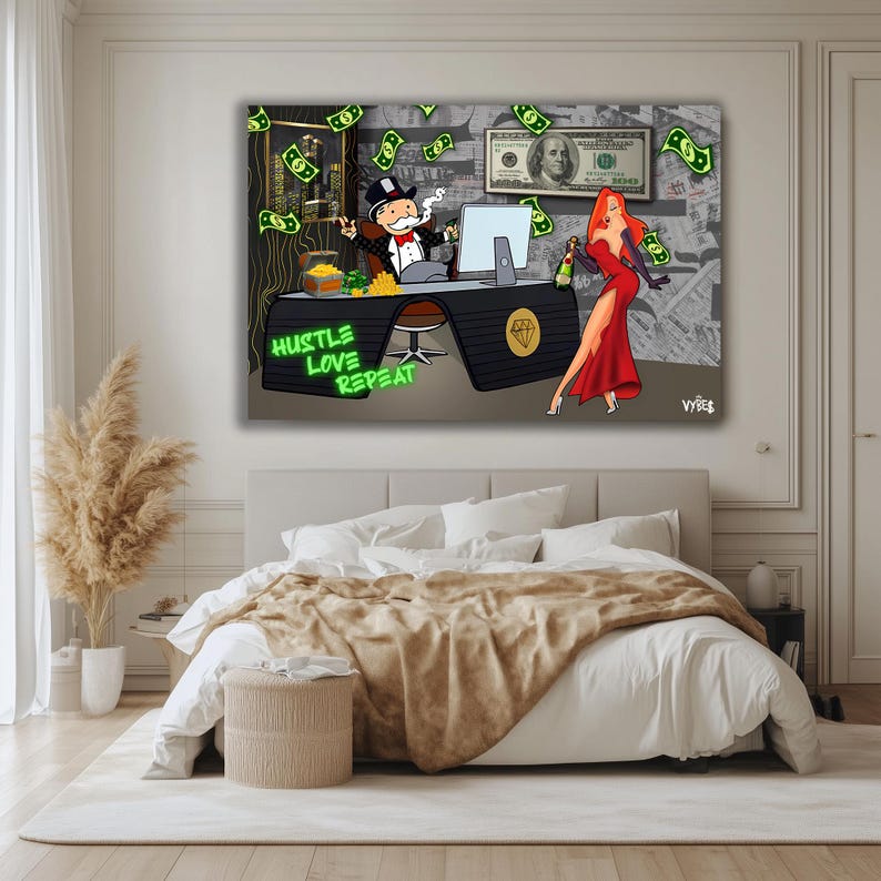 Monopoly Wall Art, Monopoly Man Jessica Rabbit, Canvas Print, Acrylic ...
