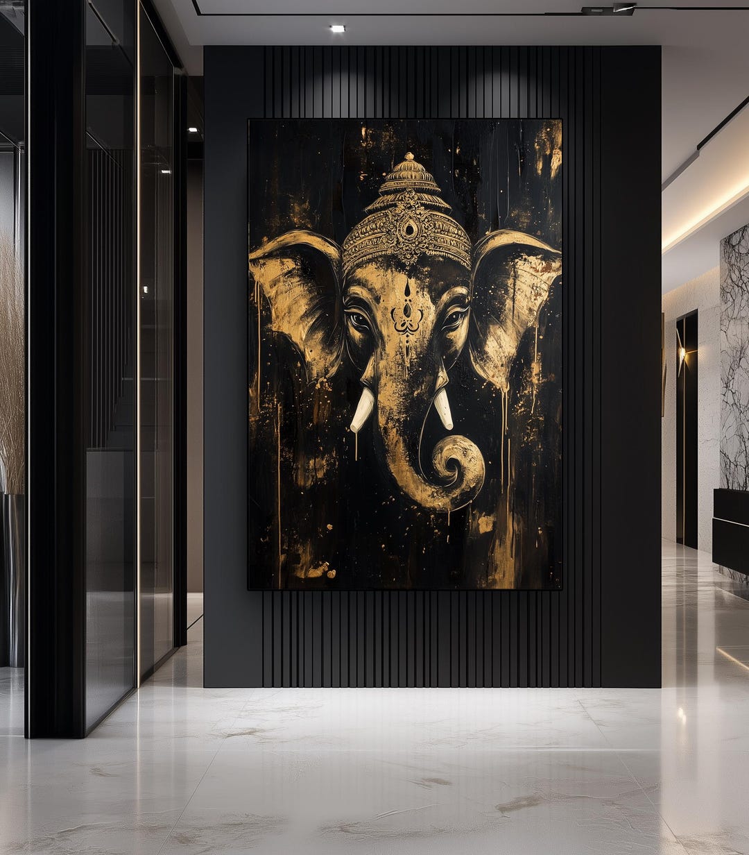 Lord Ganesha Digital Print, Ganesha Wall Art, Ganesha Painting, Ganesha ...