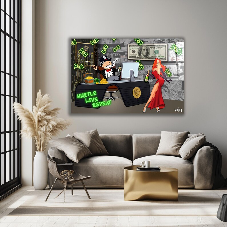 Monopoly Man & Jessica Rabbit Pop Art: Canvas or Acrylic Print - Etsy