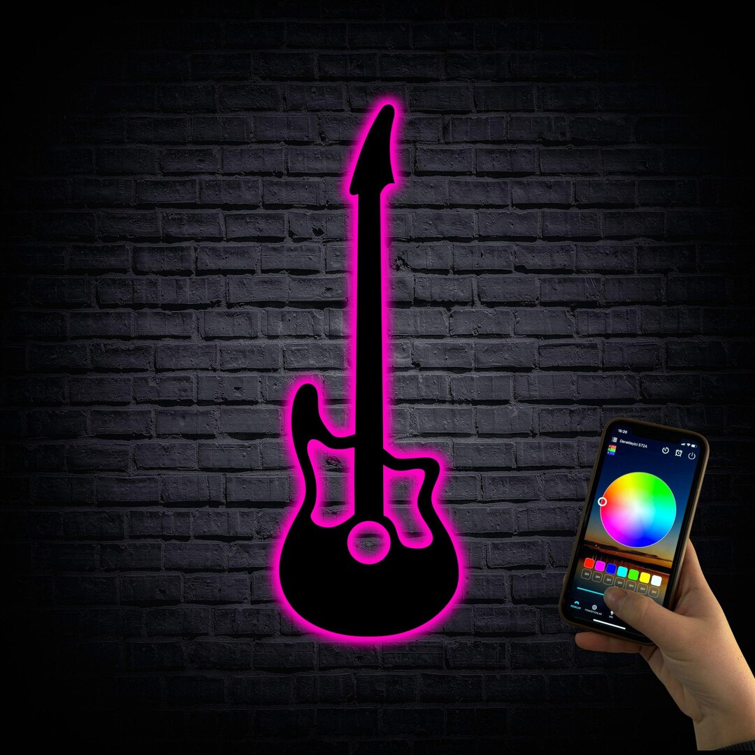 Guitar Led Sign, Guitar Led Light , Studio Decor Wall Sign, Music Room ...