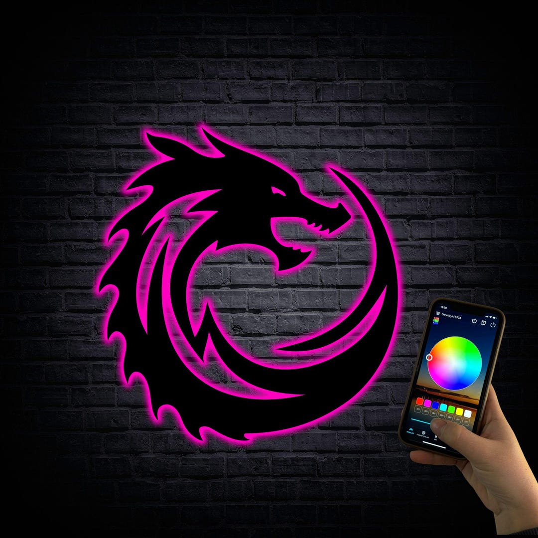 Dragon Led Light Sign, RGB Color Changing Led, Dragon Decor for Kid's ...