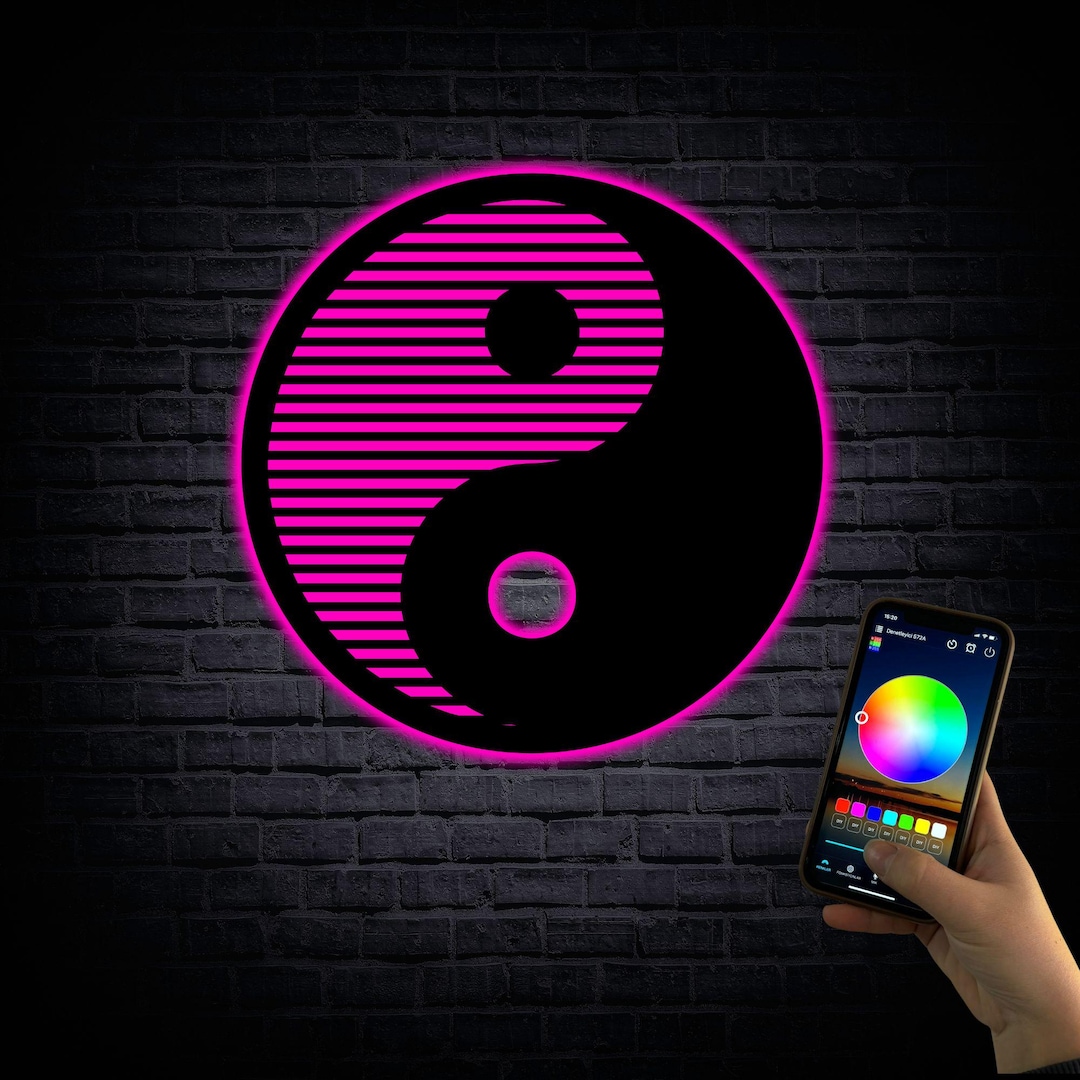 Yin Yang Led Sign, Yin Yang Wall Decor, Decor Wall Hangings, Meditation ...