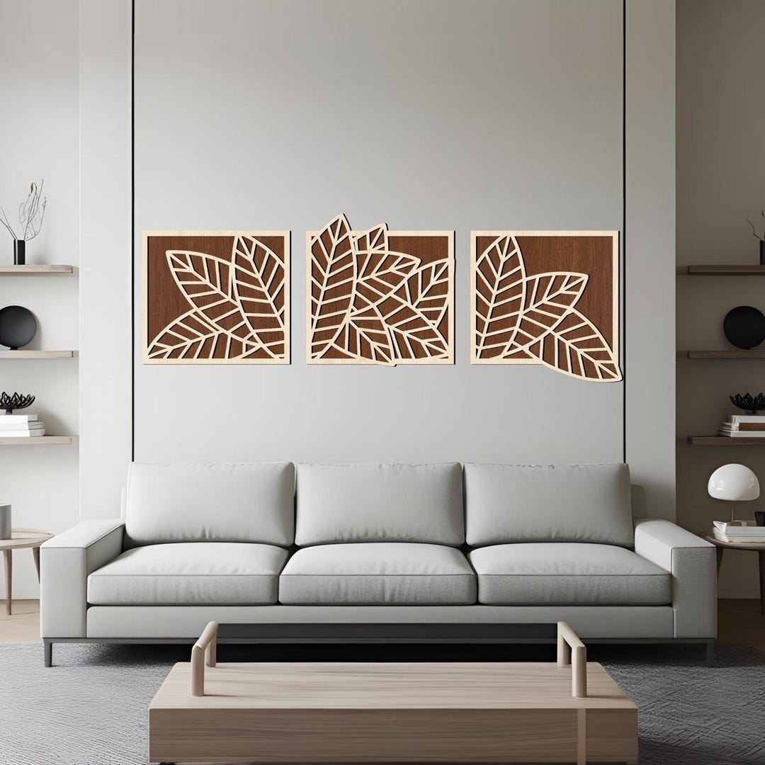 Leaf Pattern Wood Wall Art, Botanical Wooden Wall Decor, Nature ...