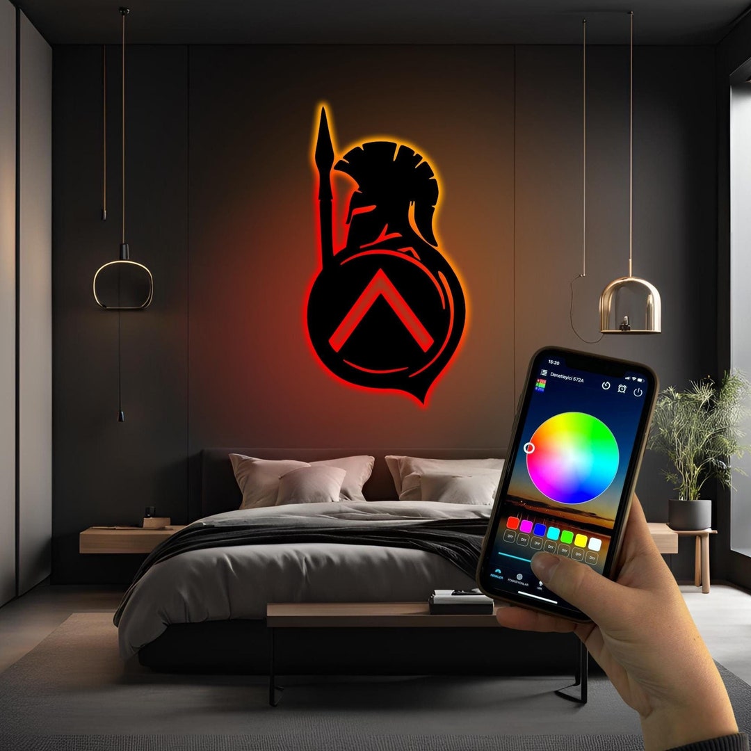 Spartan Wall Sign, Spartan RGB LED Light, Gladiator, Christmas Gift ...