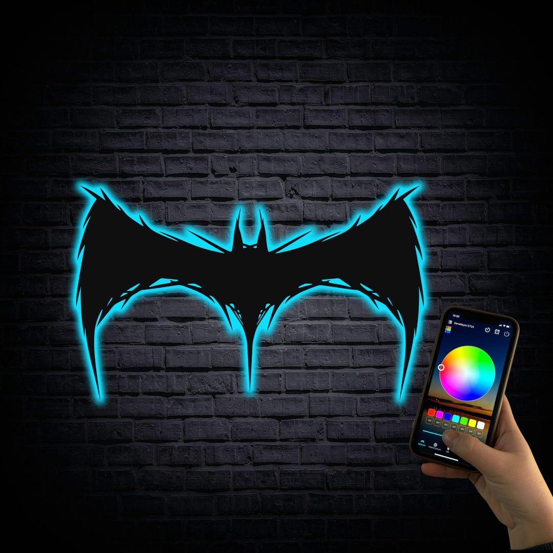 Bat Wood Wall Led Light, With Rgb Led Light, Bat Wood Sign, Gift for ...