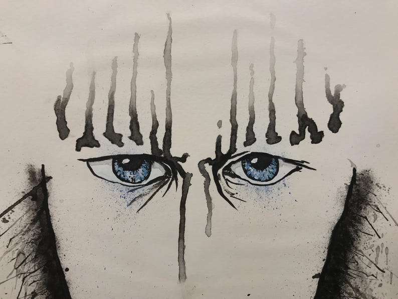 Norse Mythology Ragnar Lothbrok Viking Portrait Watercolor Ink Painting ...