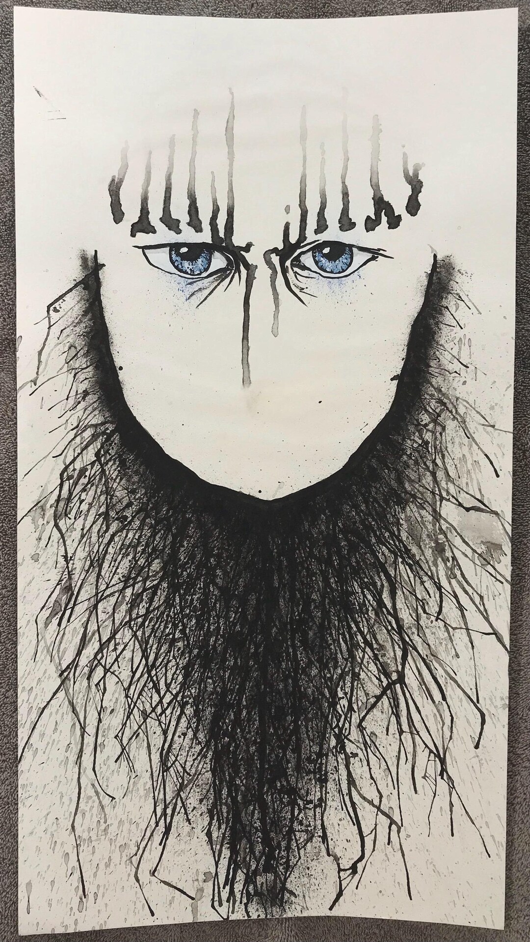 Norse Mythology Ragnar Lothbrok Viking Portrait Watercolor Ink Painting ...