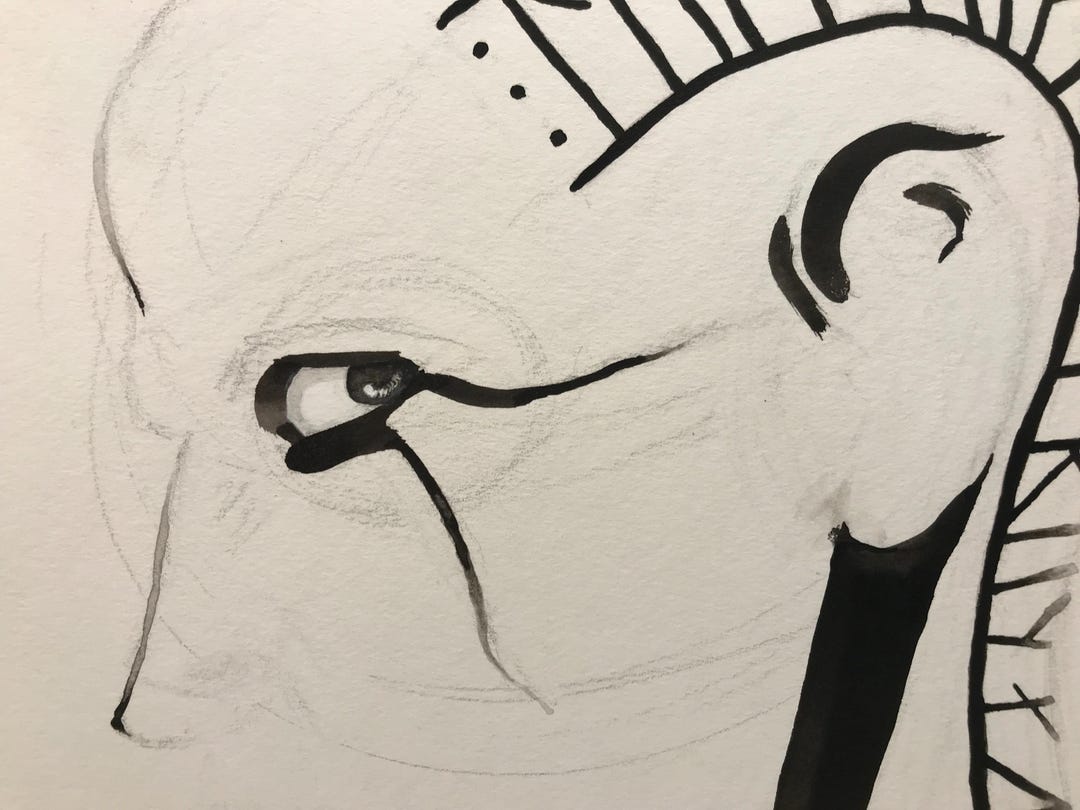 Norse Viking Floki Profile Portrait Ink Painting Original Handmade 11 X ...