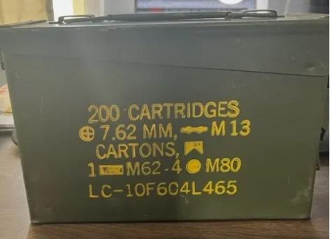 Original Military Surplus Vintage Metal Ammo Cartridge Box 7.62 Mm 200 ...