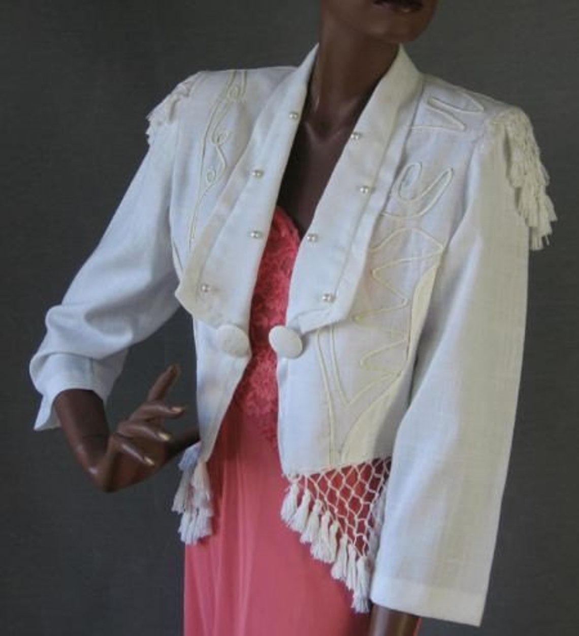 80s Vintage Jacket High Waist Skirt and Midriff Top Extreme - Etsy