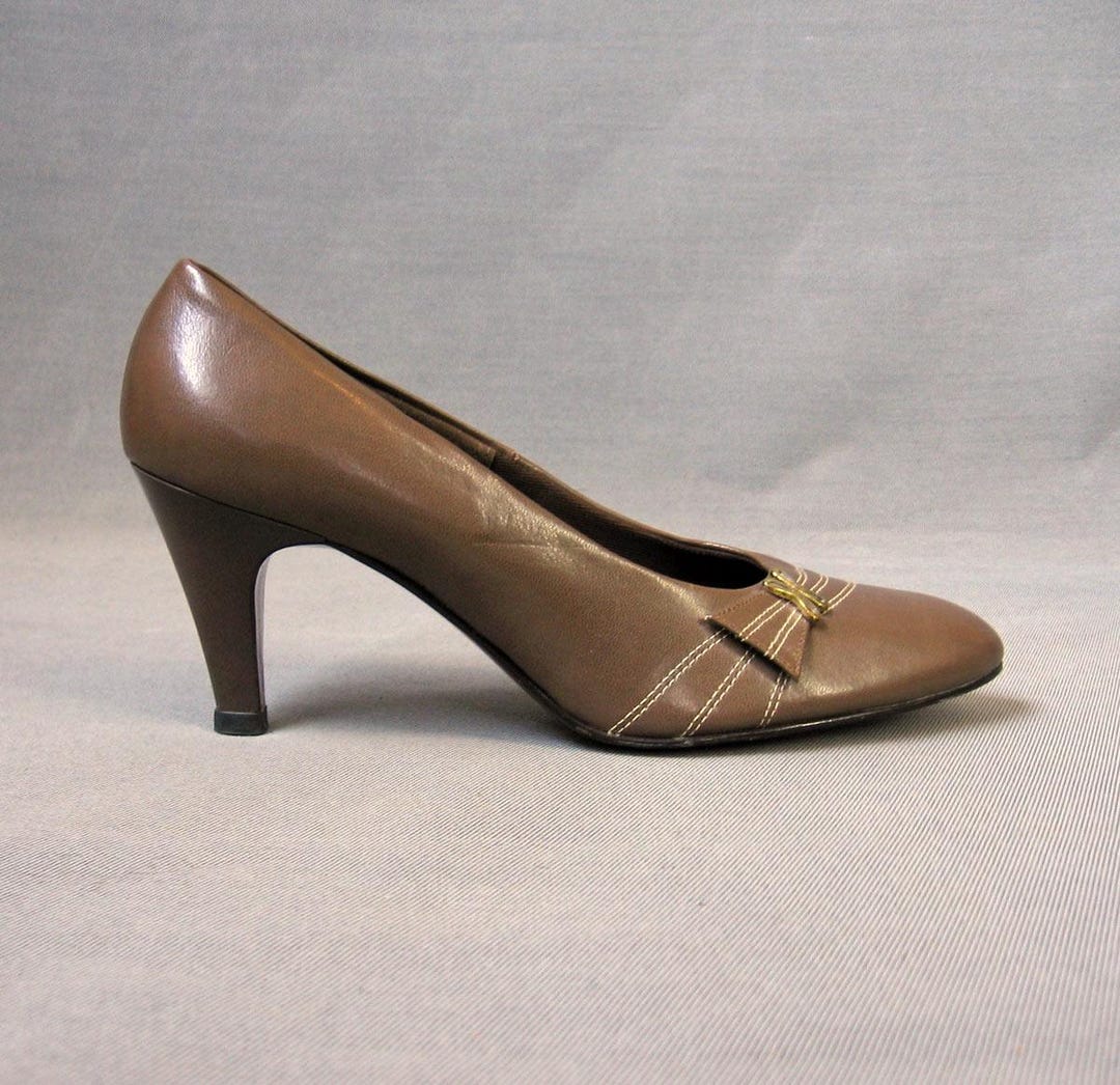 60s Deadstock Heels Vintage Pumps Mad Men Brown Shoes 7.5 Miss ...