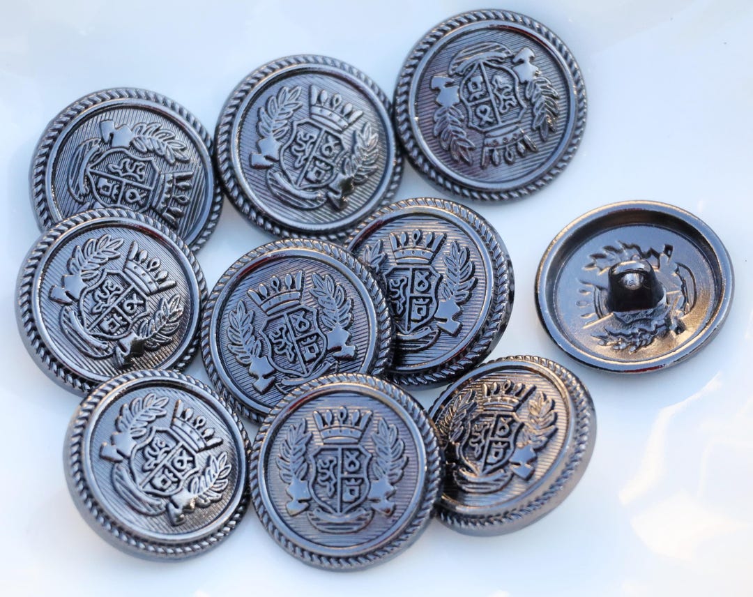10pcs 25MM British College Style Gun Black Metal Buttons for Clothing ...