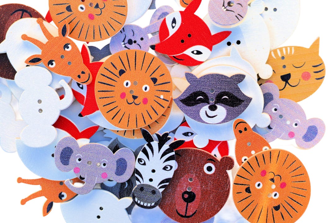 45pcs Mixed Multicolor Wild Animals Sewing Buttons. - Etsy