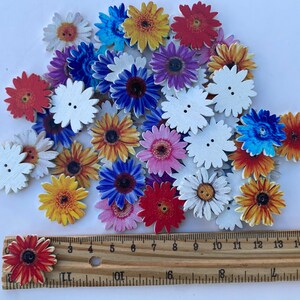 50pcs Mixed Multicolor Flowers Wood Sewing Buttons. - Etsy