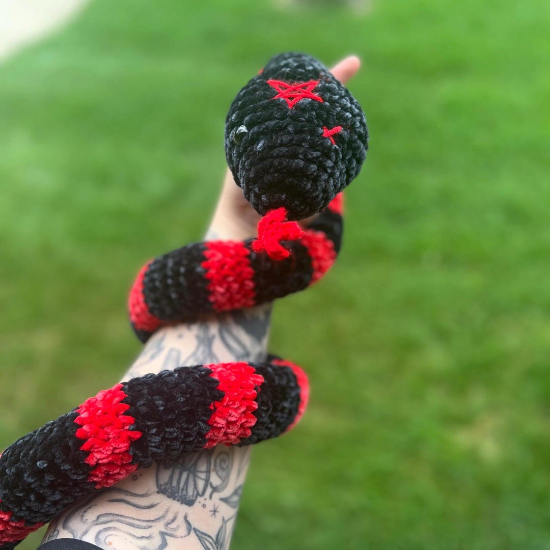 Crochet Snake Plush | Occult Serpent | Handmade Gothic Snake Plushie ...