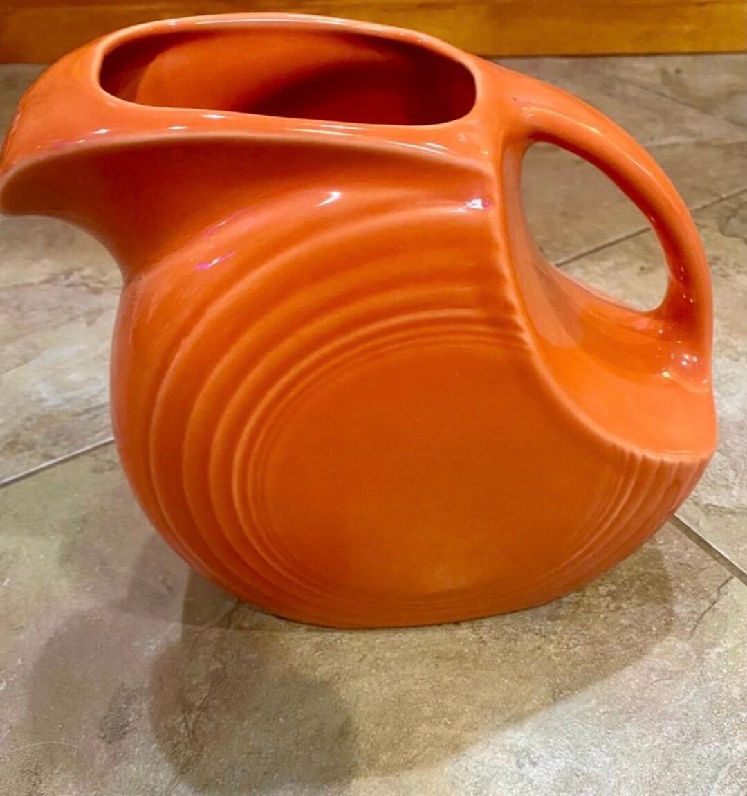 Vintage Fiestaware Disc Pitcher Tangerine Orange Made in USA - Etsy