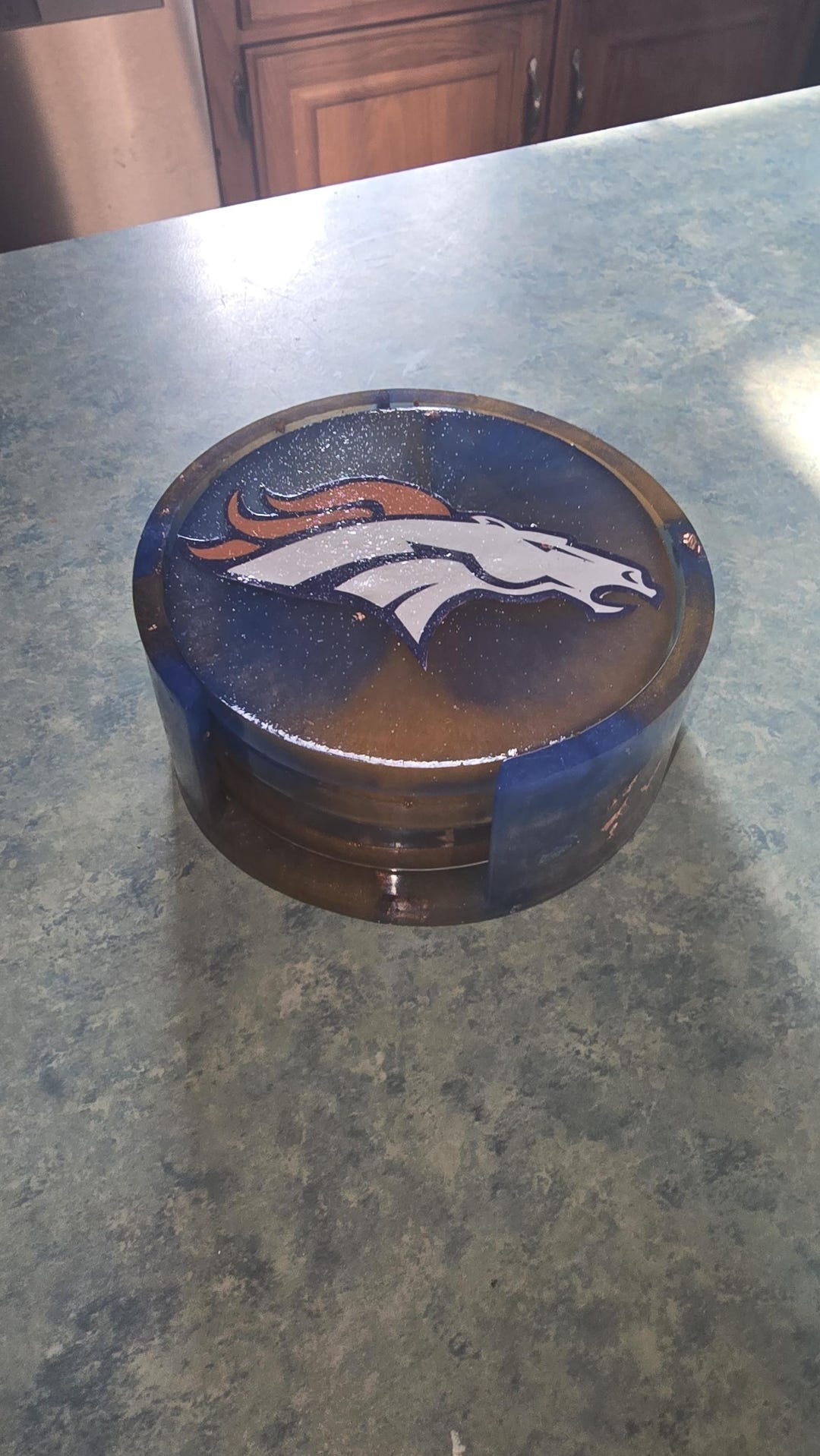 Denver Broncos Epoxy Coaster Sets With Holder - Etsy