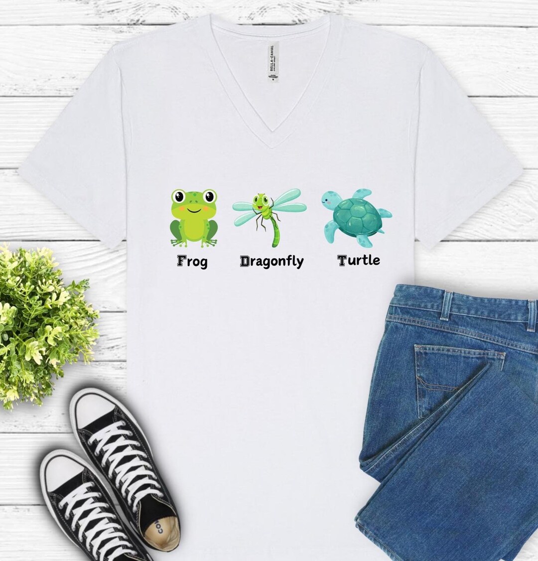 FDT V-neck Shirt, Frog, Dragonfly, Turtle V-neck, Subtle Anti-trump ...