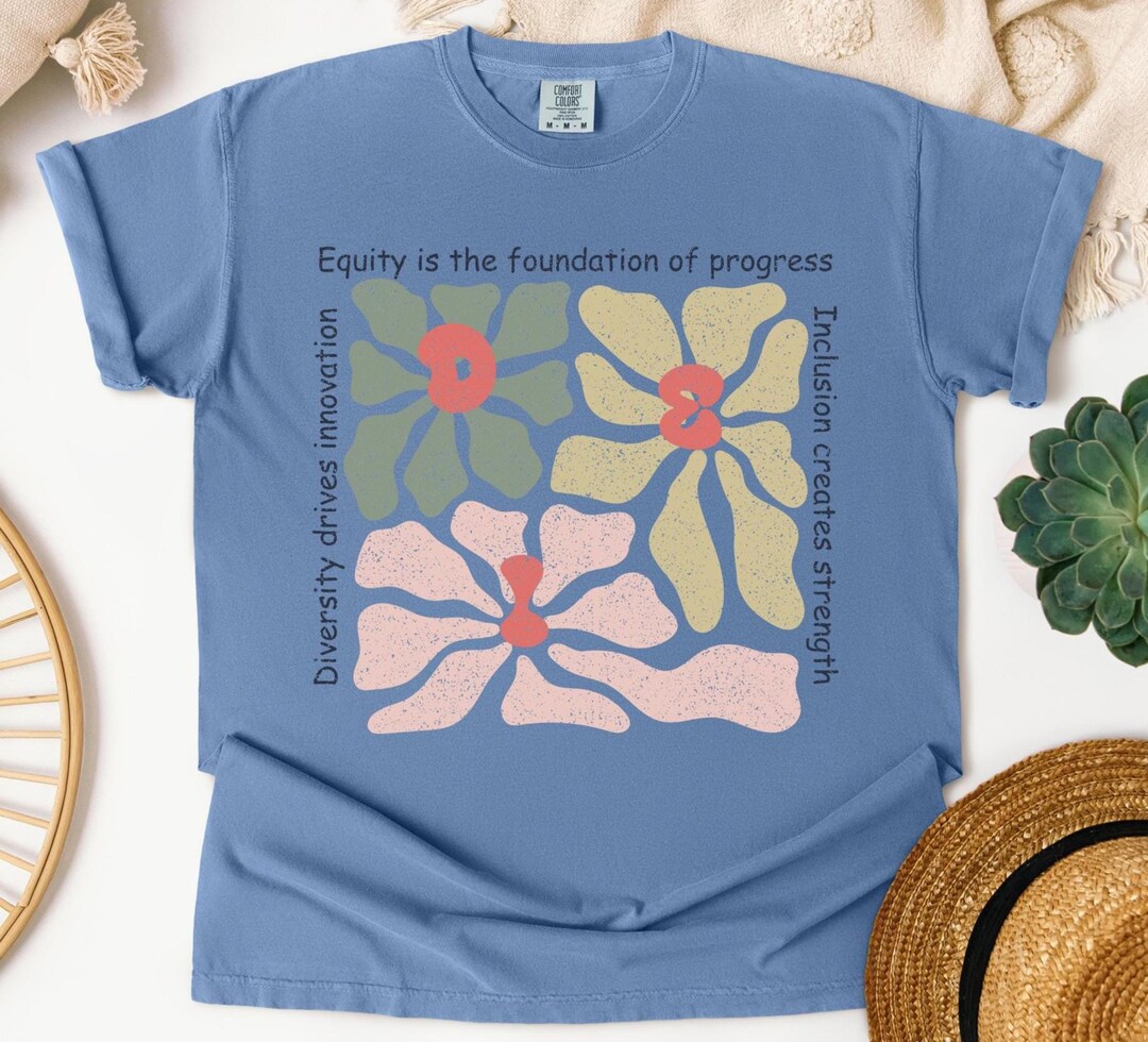 Retro DEI Floral Shirt, You Are DEI, DEI is Progress, Anti-fascism ...