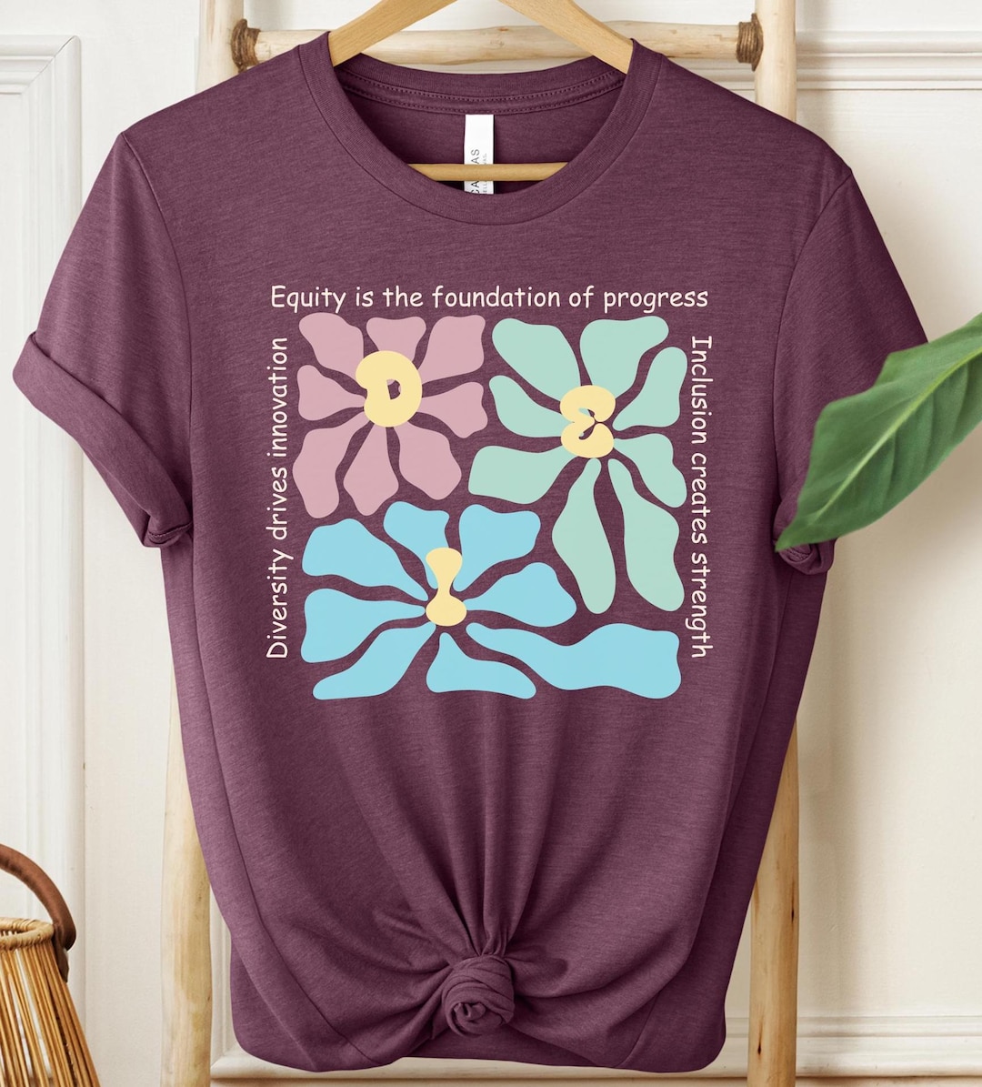 Retro DEI Floral Shirt, You Are DEI, DEI is Progress, Anti-fascism ...