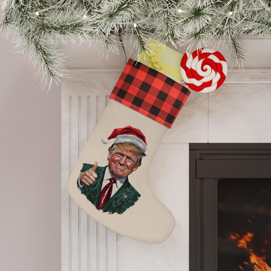 Donald Trump Christmas Stocking, Trump Santa Hat Decor, Holiday ...