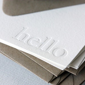 Hello Letterpress Boxed Notecards Blind Impression - Etsy