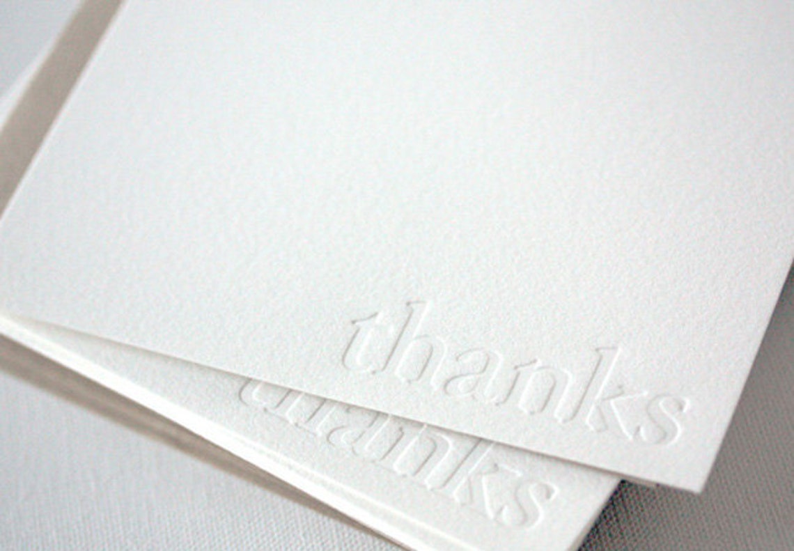 Thanks Letterpress Boxed Notecards Blind Impression | Etsy