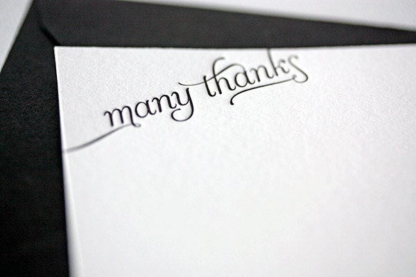 Many Thanks Letterpress Thank You Cards - Etsy