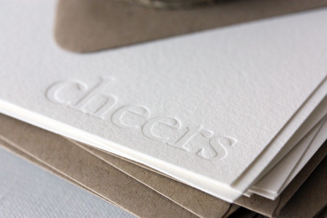 Cheers Letterpress Boxed Notecards Blind Impression - Etsy