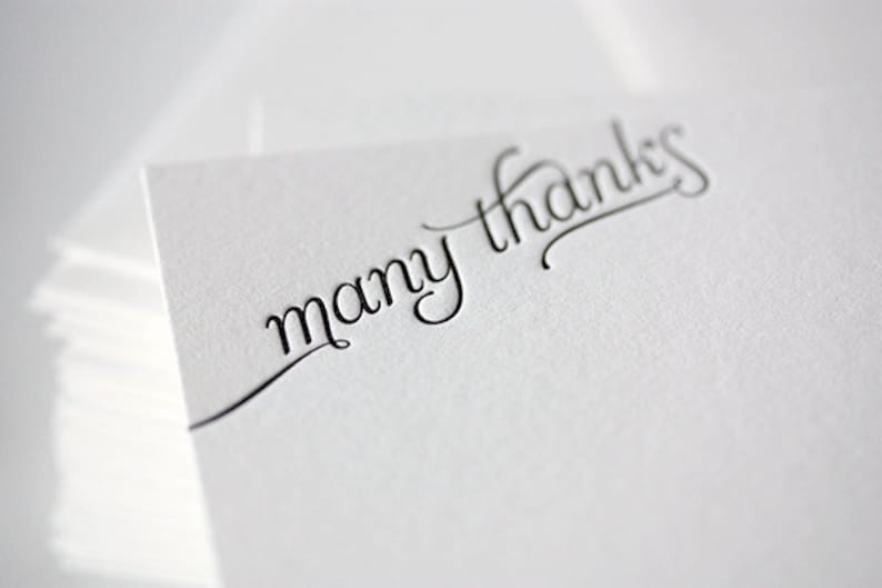 Many Thanks Letterpress Thank You Cards - Etsy