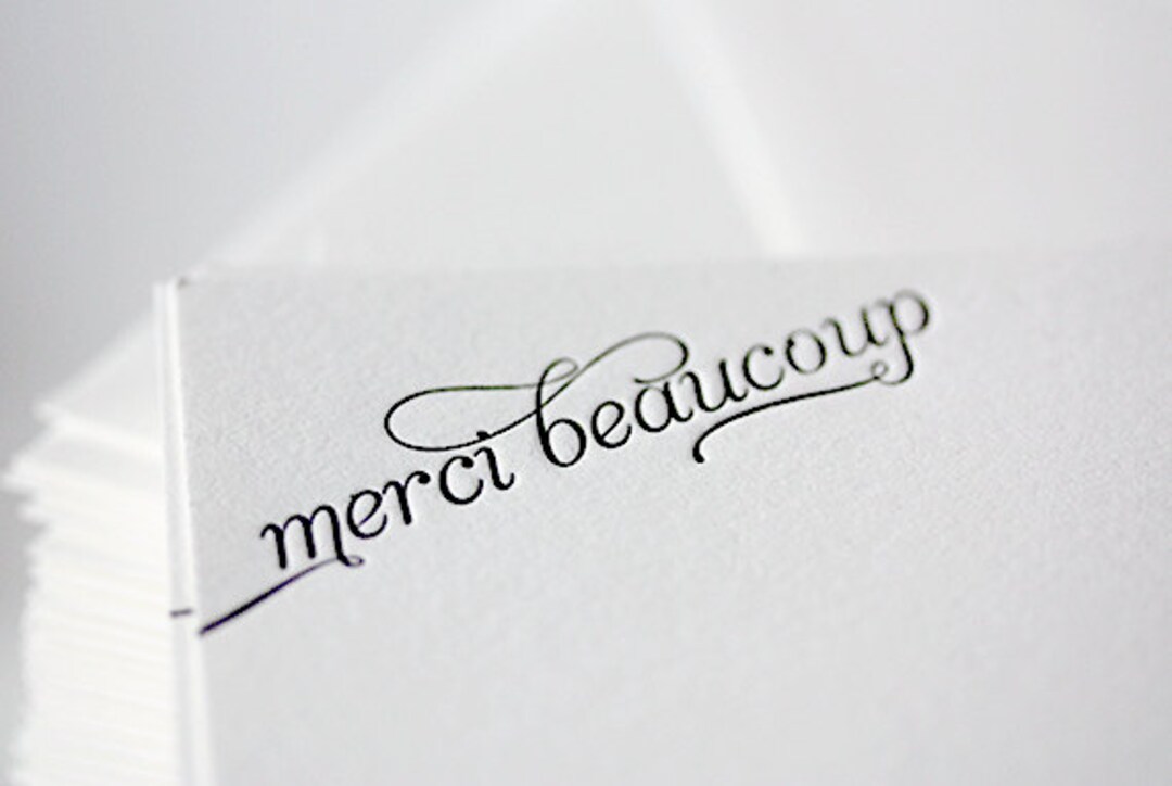 Merci Beaucoup Letterpress Thank You Cards in French - Etsy
