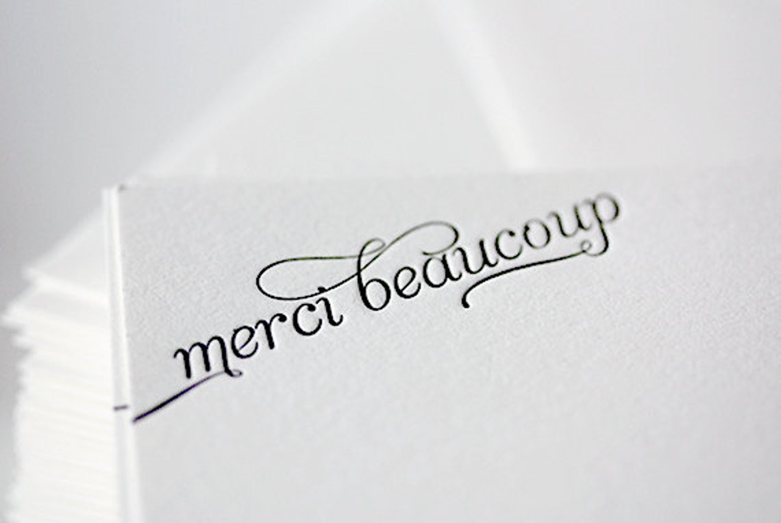 Merci Beaucoup Letterpress Thank You Cards in French - Etsy