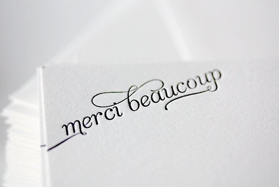 Merci Beaucoup Letterpress Thank You Cards in French - Etsy