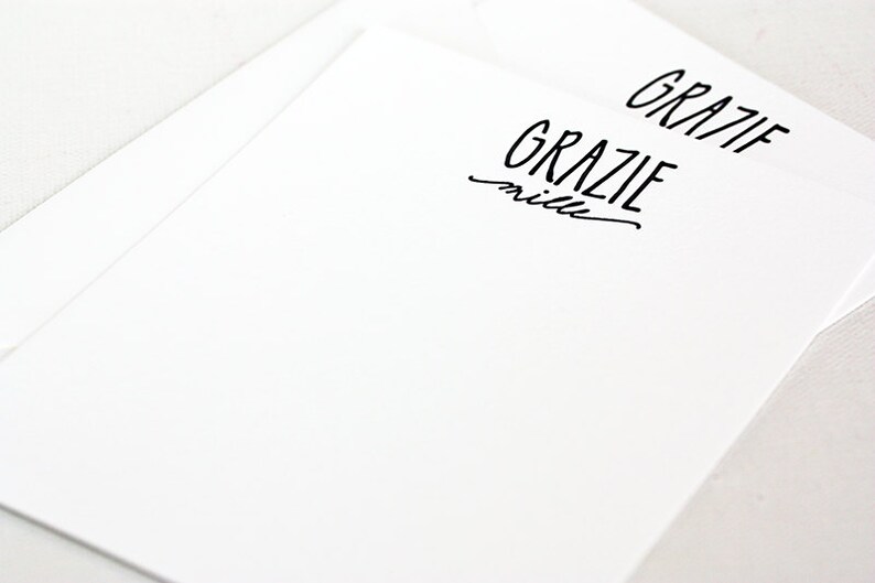 Letterpress Grazie Mille Cards - Etsy