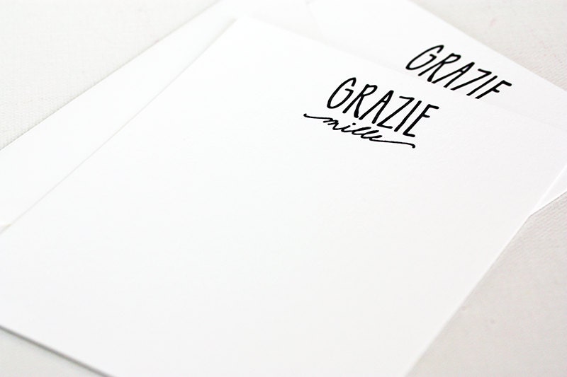 Letterpress Grazie Mille Cards - Etsy