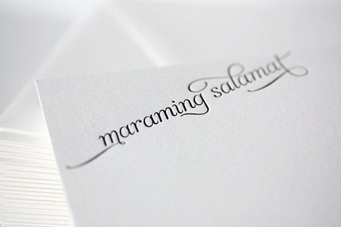 Maraming Salamat Letterpress Thank You Cards in Tagalog - Etsy