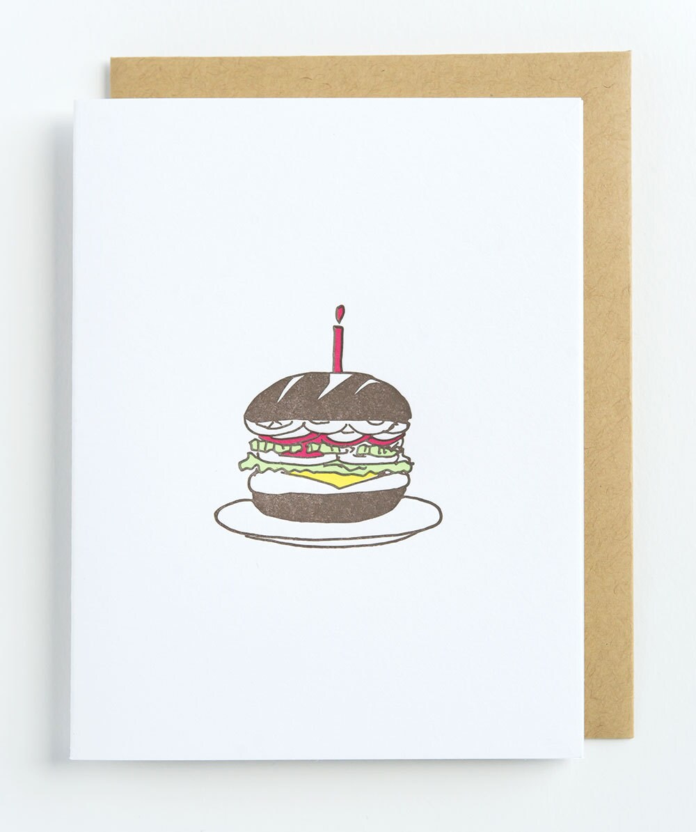 Hamburger Letterpress Birthday Card - Etsy