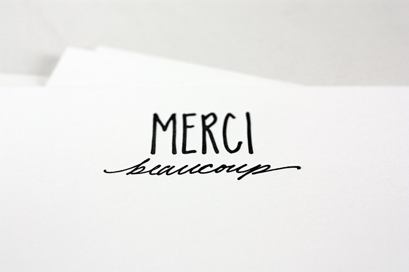 Merci Beaucoup Hand Lettered Letterpress Printed Thank You Cards in ...