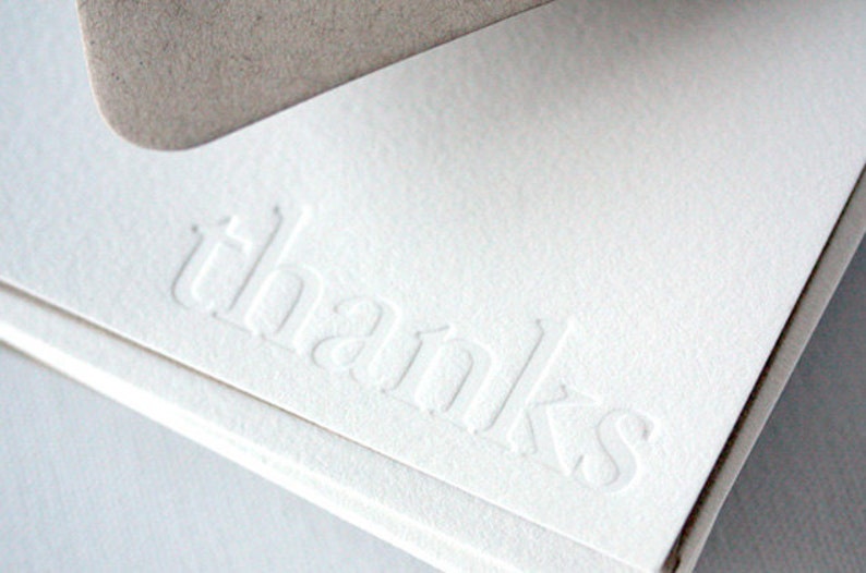 Thanks letterpress boxed notecards blind impression | Etsy