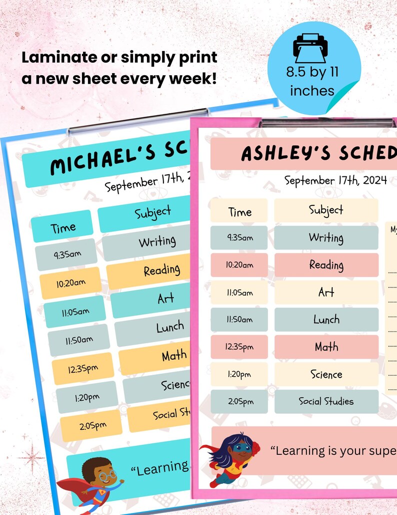 Editable Homeschool Daily Schedule for Kids | Motivational & Daily ...