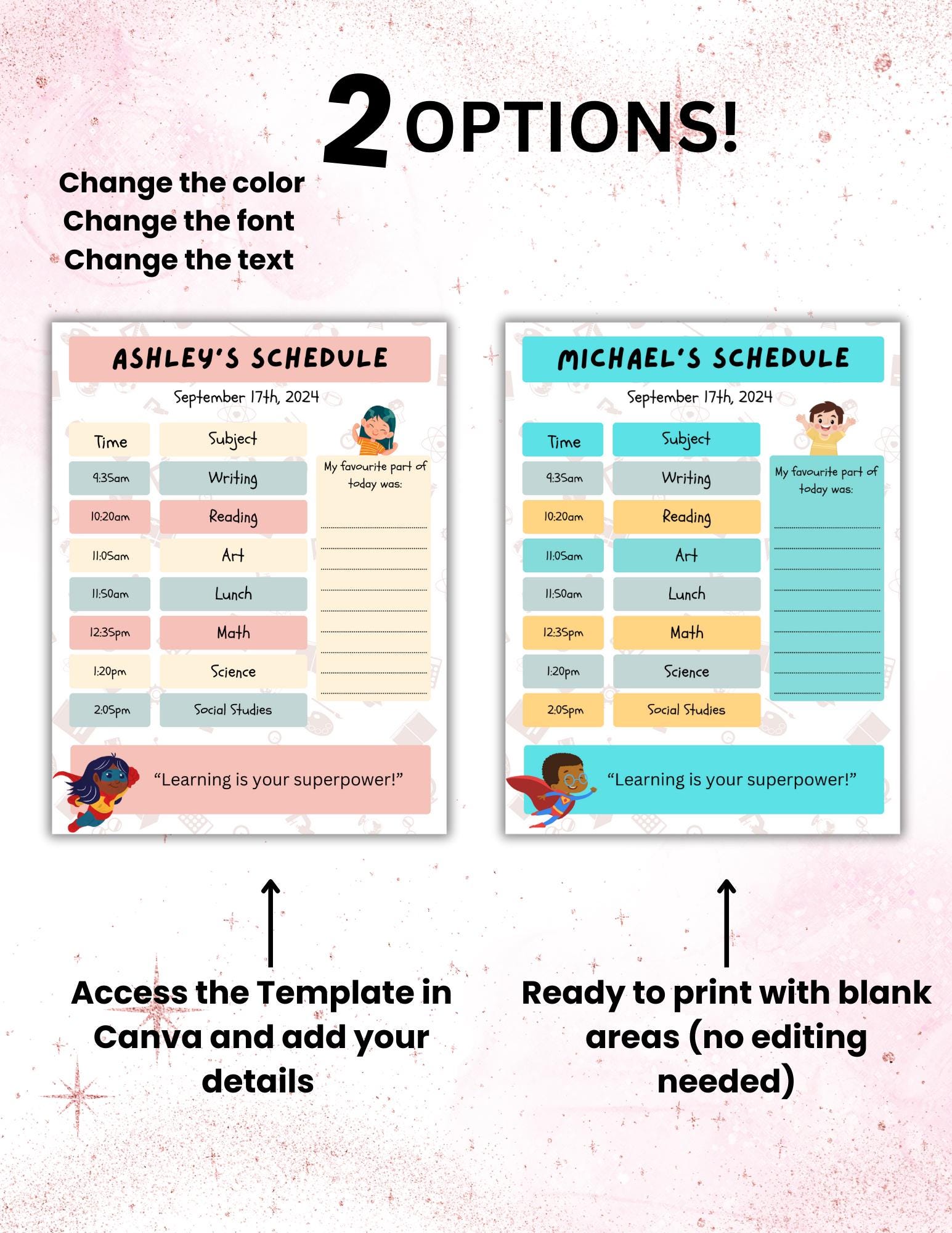 Editable Homeschool Daily Schedule for Kids | Motivational & Daily ...