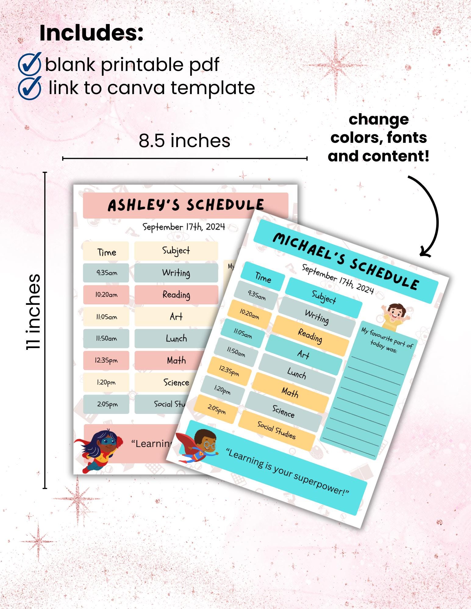 Editable Homeschool Daily Schedule for Kids | Motivational & Daily ...