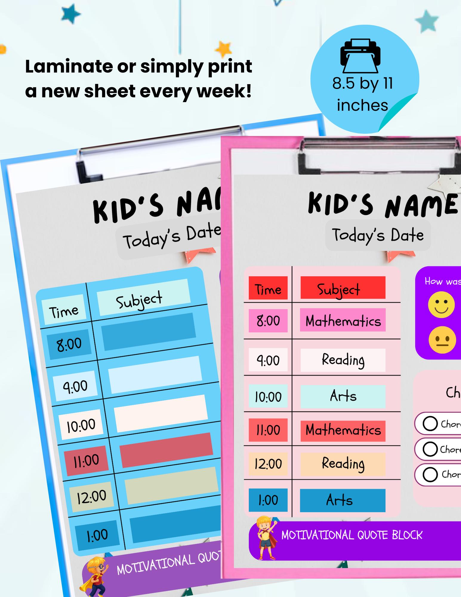 Homeschool Daily Schedule Template – Editable & Fun for Kids ...