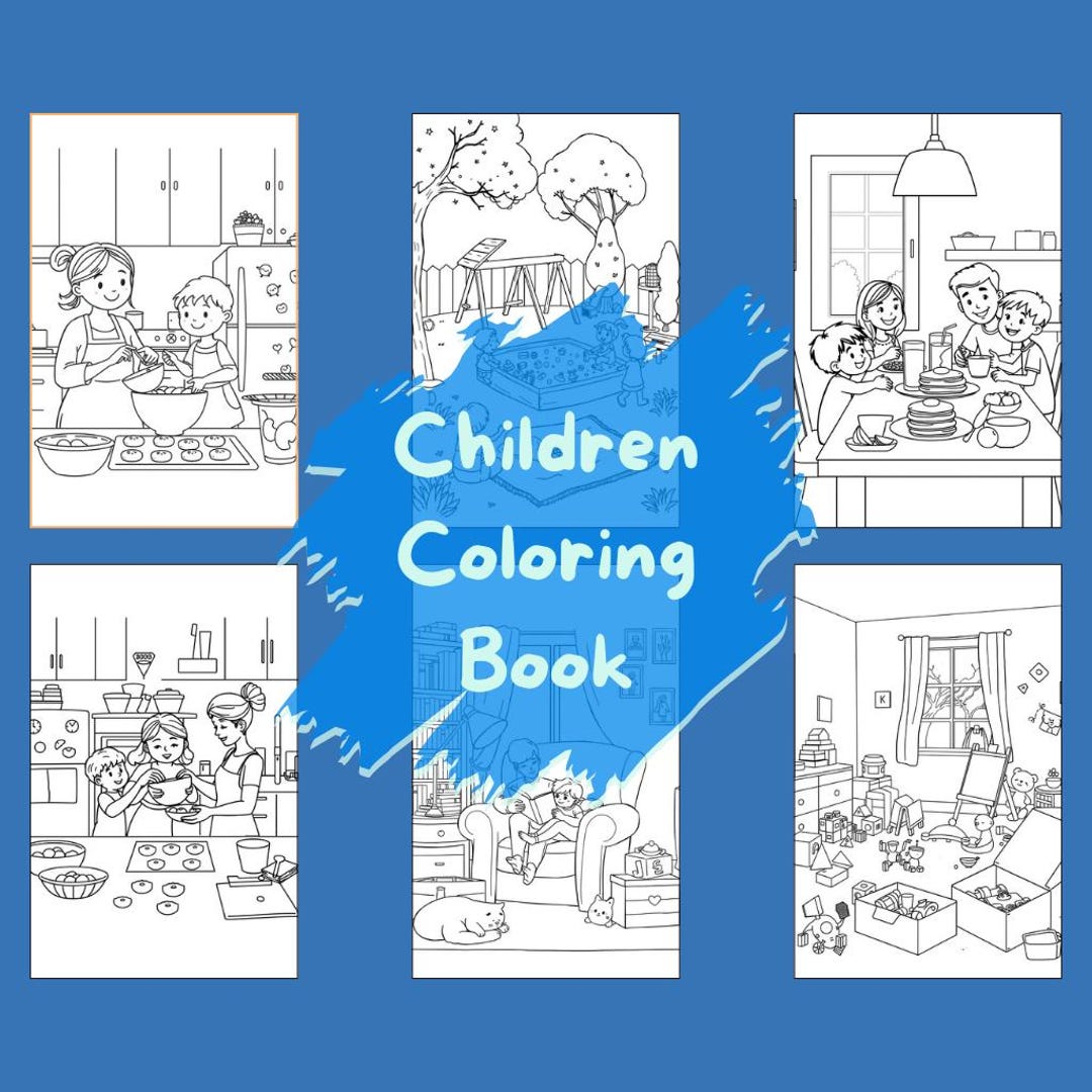 Children Coloring Book - Family Time - Fun Digital Printable Pages ...
