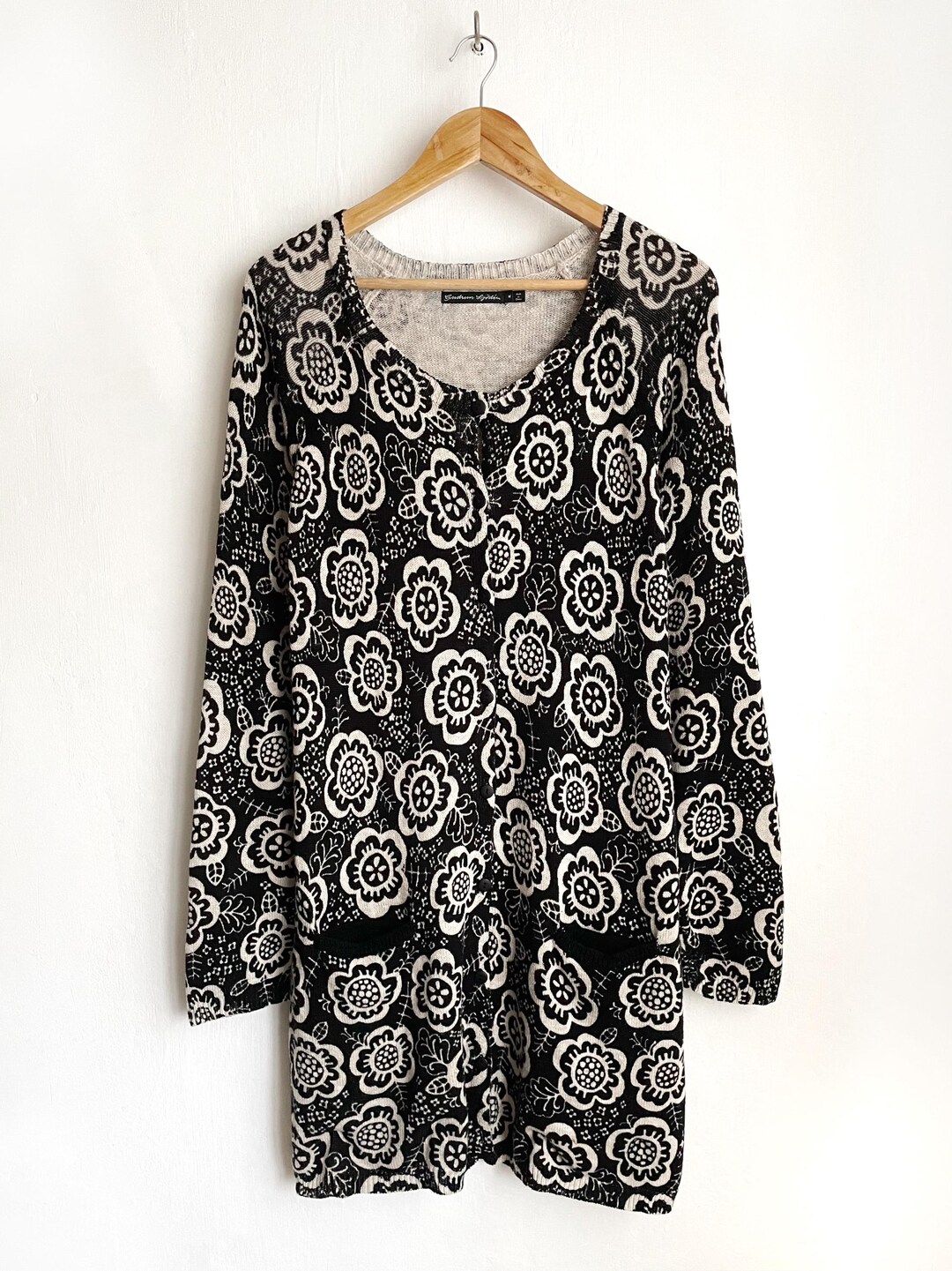Gudrun Sjoden Flowers Pattern Cotton/linen Cardigan-dress, Size M - Etsy
