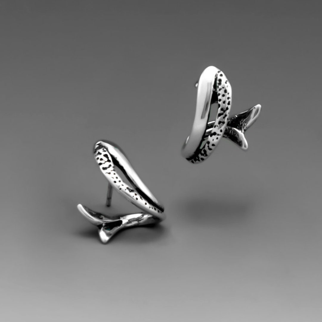 Salmon Hoops, Earrings, Sterling Silver Jewelry, Fish Jewelry, Unusual ...