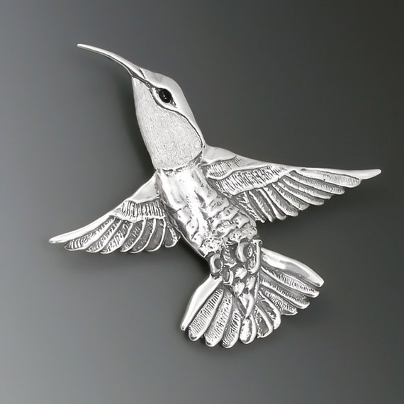 Hummer Pin Hummingbird Brooch Silver Jewelry Symbolic | Etsy